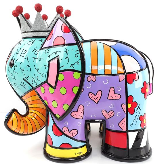 Romero Britto | ROMERO BRITTO VELASQUEZ RESIN ELEPHANT SCULPTURE (1963 ...