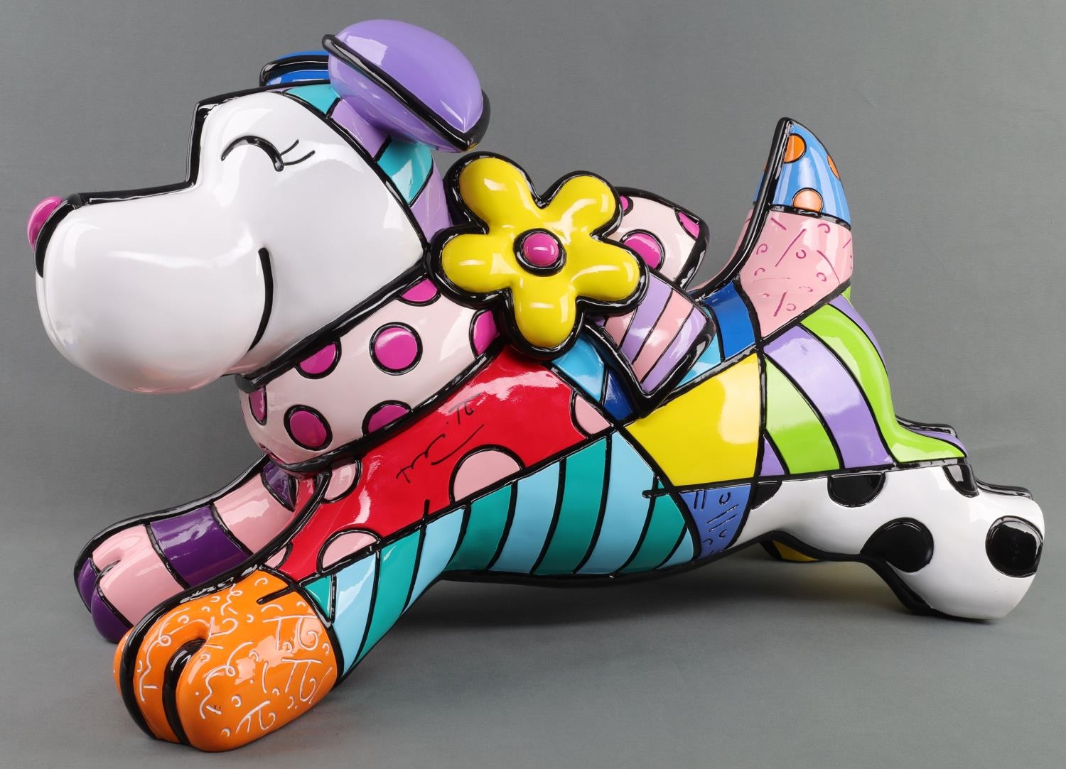 Romero Britto | ROMERO BRITTO ANABEL RESIN DOG SCULPTURE SIGNED (1963 ...