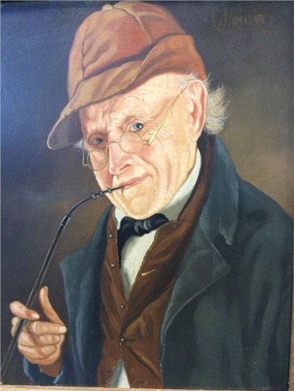 Carl Heuser | portrait of a bespectacled gentleman smoking a pipe ...