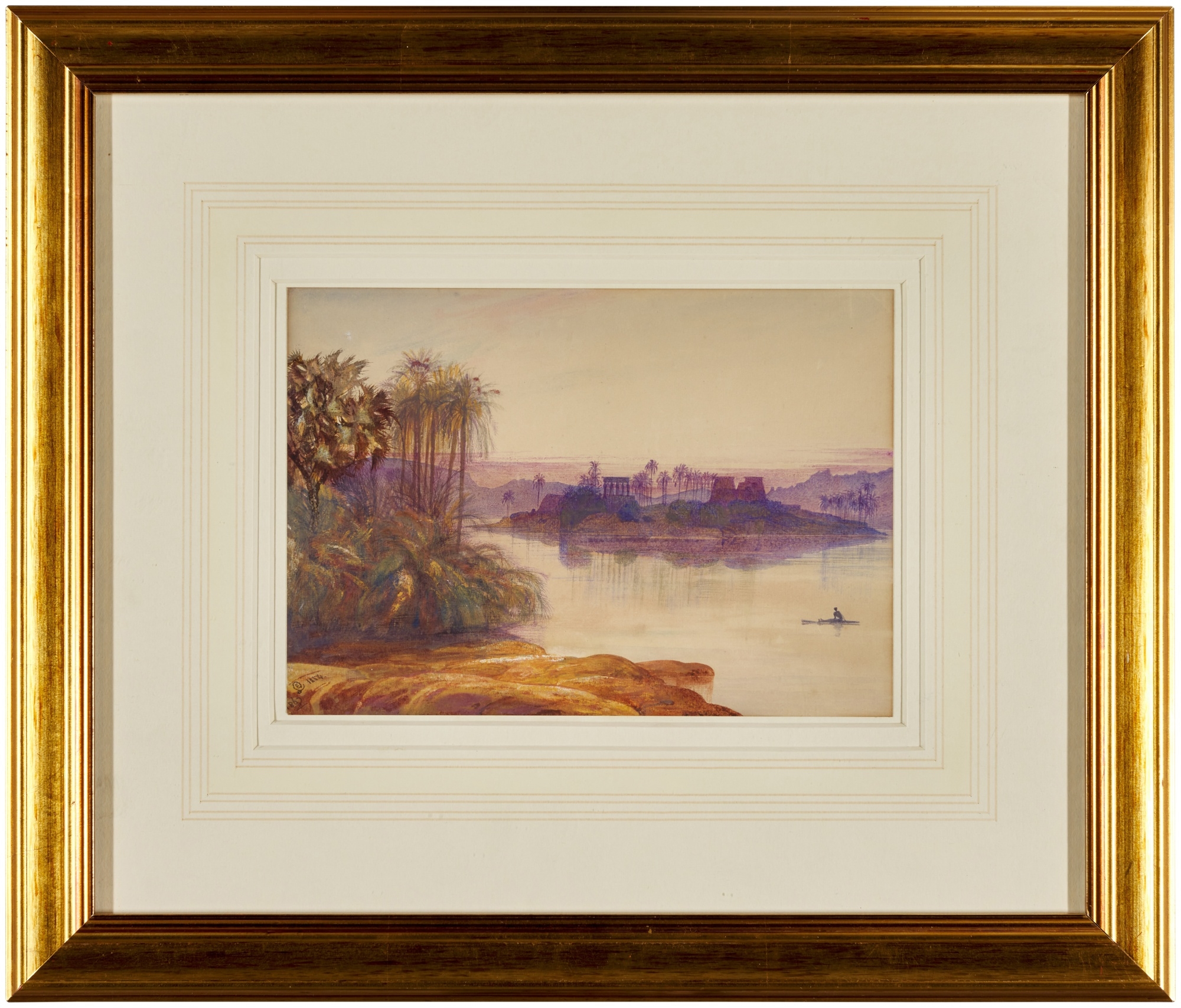 Edward Lear | View of Philae at Sunset, Egypt (1862) | MutualArt