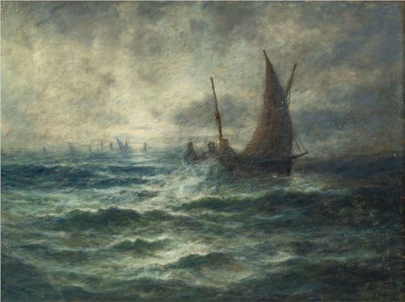 Robert Hopkin | Sailing Vessels in a Choppy Sea (1980) | MutualArt