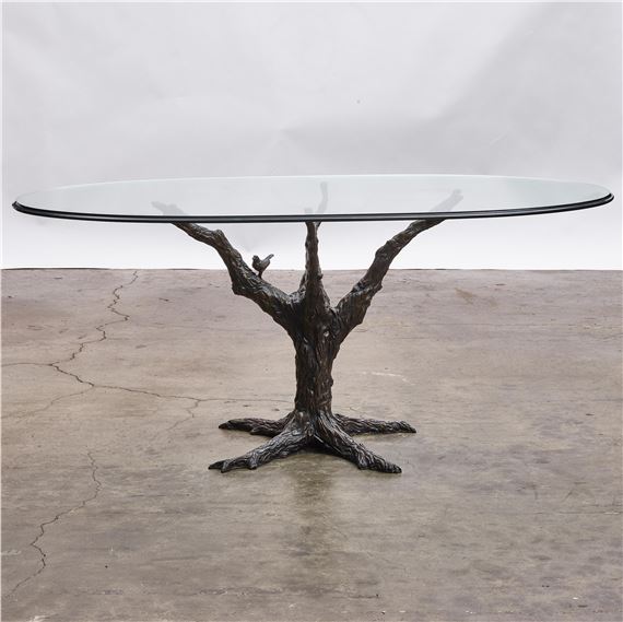 Tom Corbin | A GLASS TOP PATINATED BRONZE 'TREE BRANCH' TABLE | MutualArt