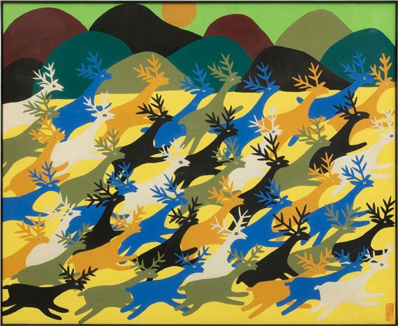 Tadashi Asoma | Deer in Mountain Landscape | MutualArt