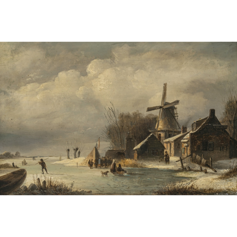 Andreas Schelfhout | Boerderij in de winter | MutualArt