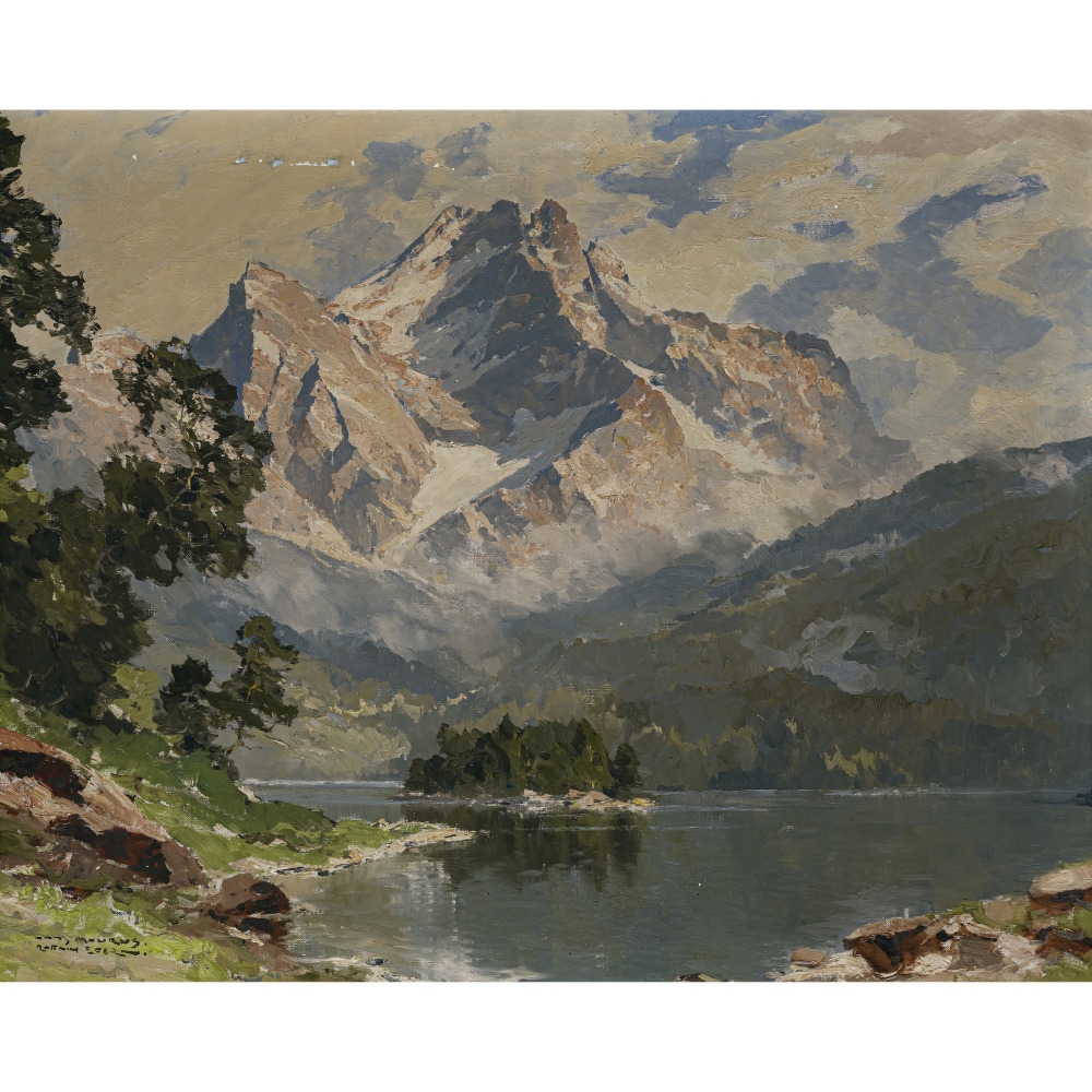 Hans Maurus | Hans Maurus - Blick auf Eibsee mit Zugspitze (1901 ...