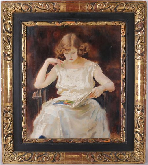 Josef Loukota | (Stara Hus 1879-1967 Dobris) Lesende | MutualArt