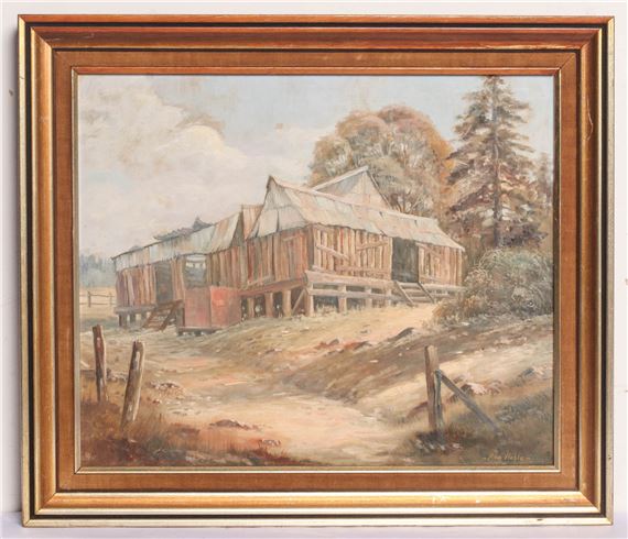Ron Noble | A country landscape with ramshackle building | MutualArt