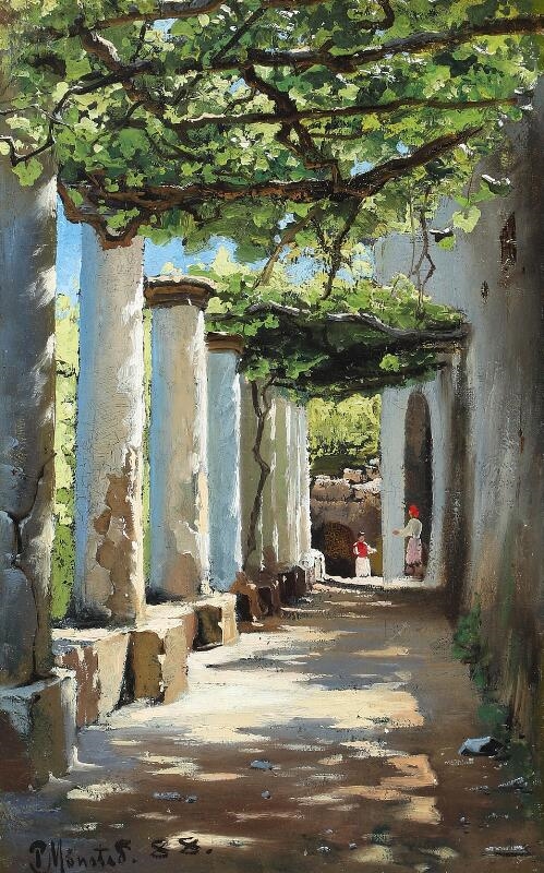Peder Mork Monsted | Street scene from Capri (1889) | MutualArt