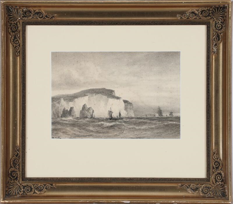 Vilhelm Melbye | Sail boats and sailing ships near a cliff | MutualArt