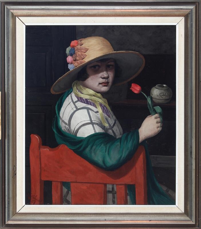 Helge Helme | Young girl with sun hat (1927) | MutualArt