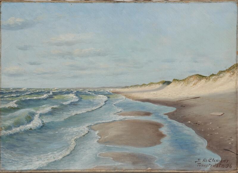 Gustaf Adolf Clemens | Waves breaking at Tversted Beach (1896) | MutualArt