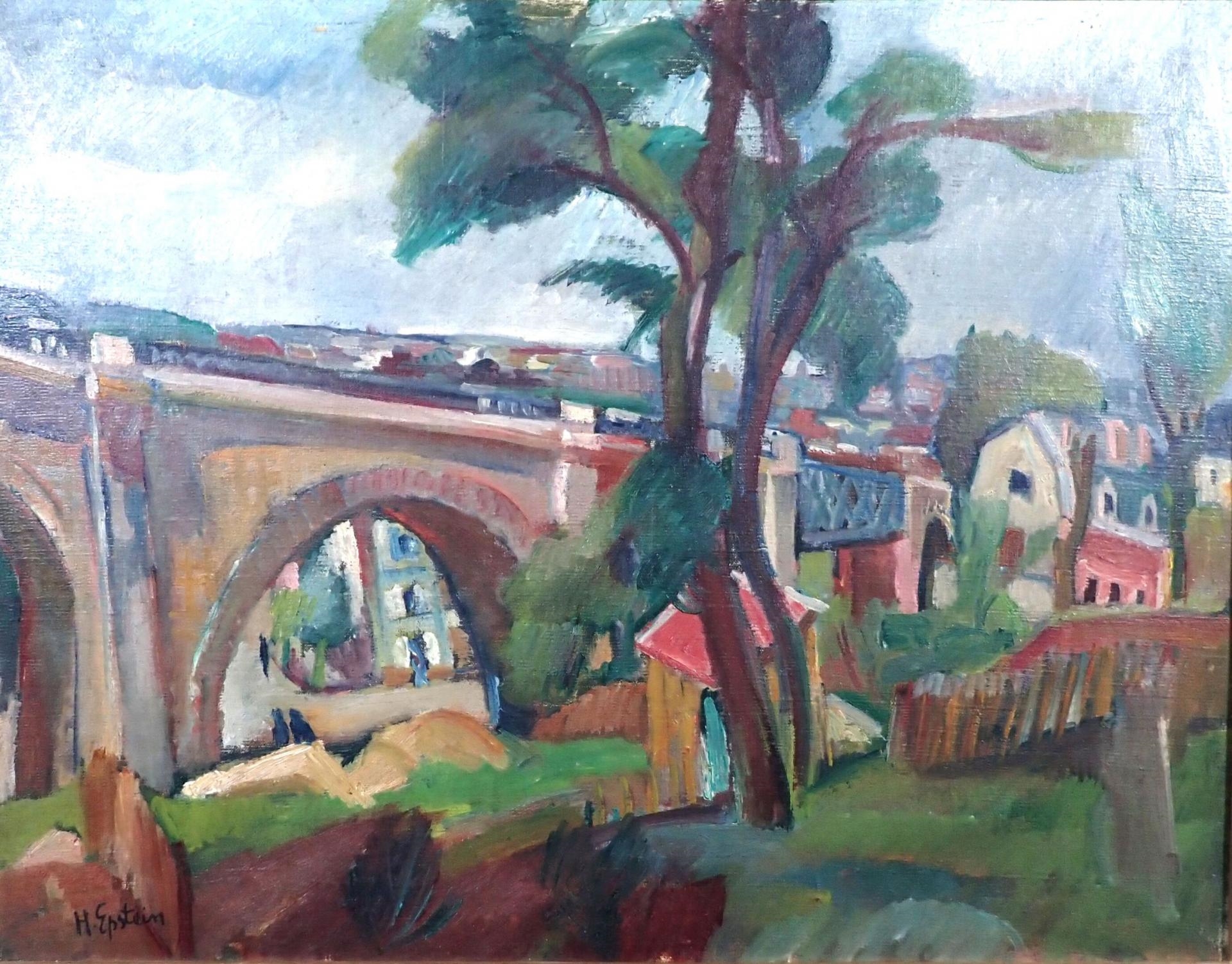 Henri Epstein | Vue d'une ville de la banlieue parisienne au pont ...