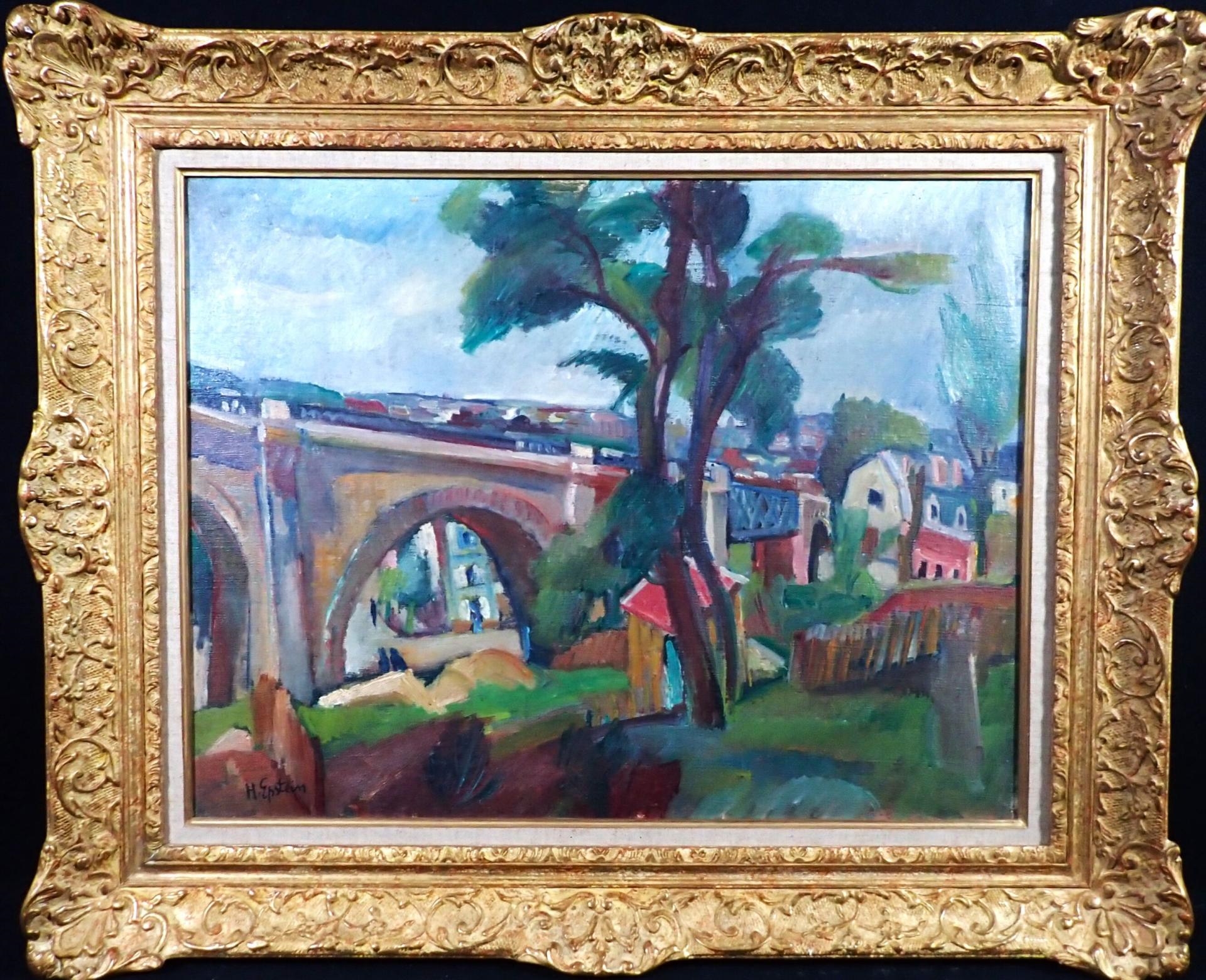 Henri Epstein | Vue d'une ville de la banlieue parisienne au pont ...