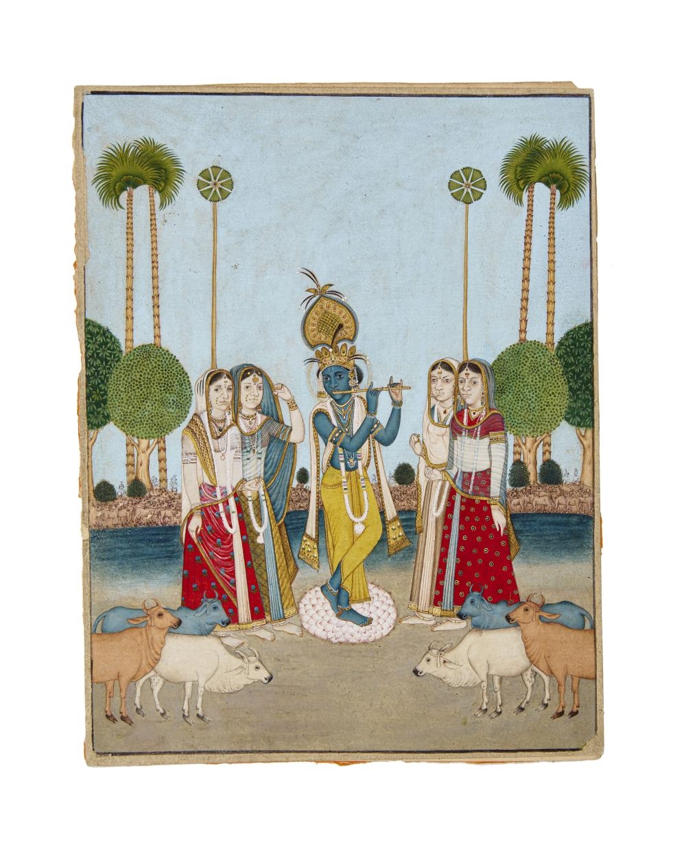 Company School, 18th Century | A RARE FRONT FACED PAINTING OF KRISHNA ...