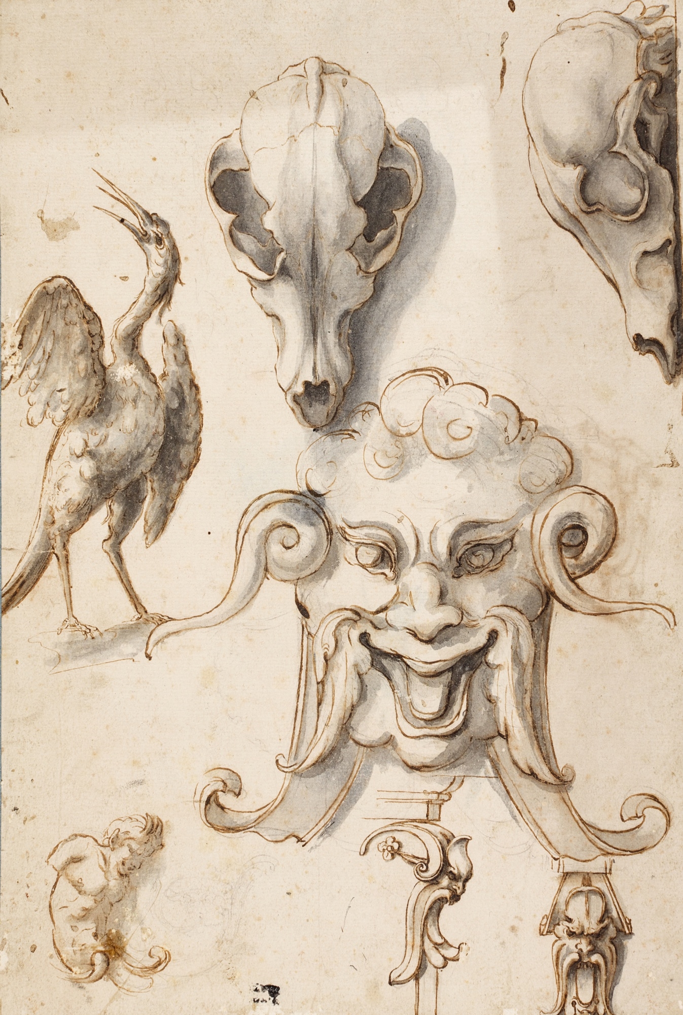 Arent van Bolten | Sheet of grotesque studies | MutualArt