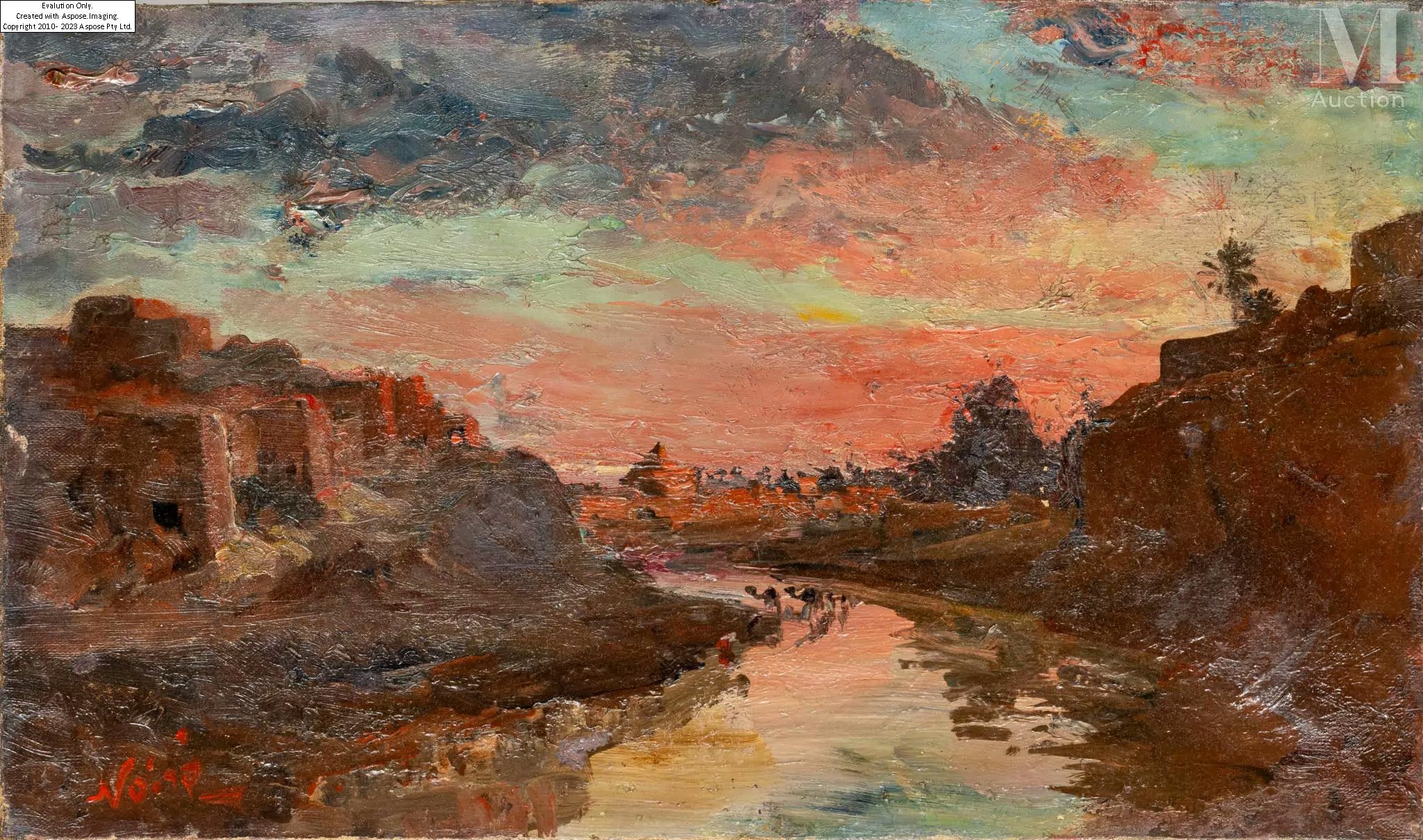 Maxime Noire | Paysage orientaliste animé | MutualArt