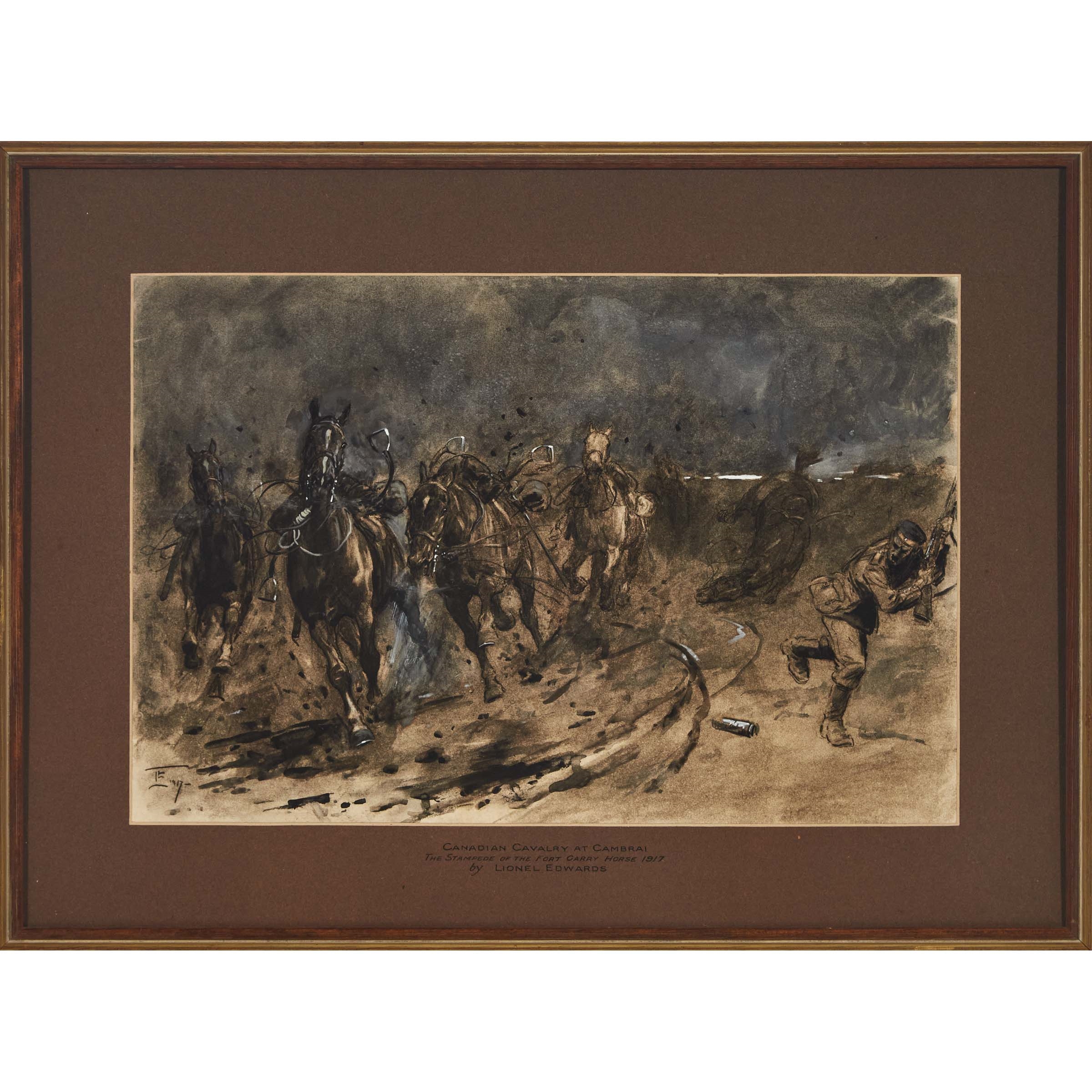Lionel Edwards | CANADIAN CAVALRY AT CAMBRAI - THE STAMPEDE OF THE FORT ...