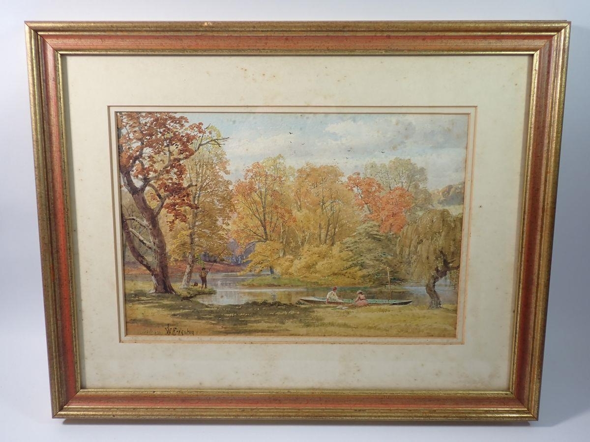 William J. Ferguson | William J Ferguson - river scene with punt, xcm ...