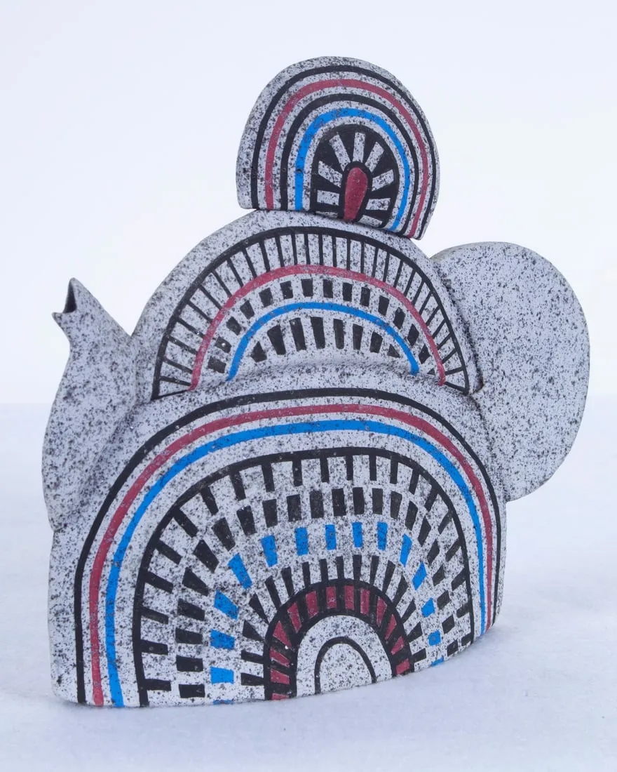 Bacia Edelman | Gray with red and blue geometric designs | MutualArt