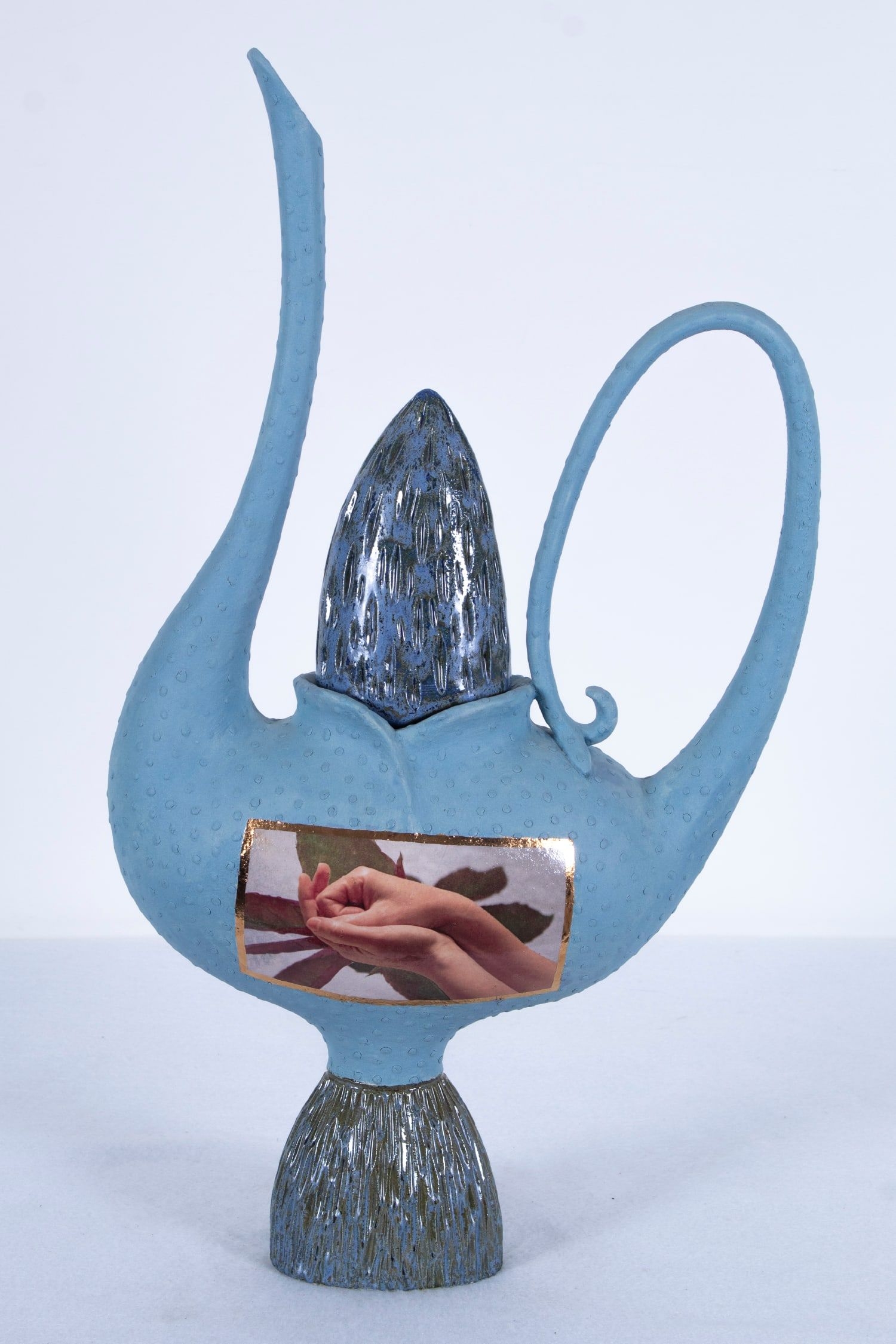 Biliana Popova | Tall light blue with a picture of hands (2004) | MutualArt