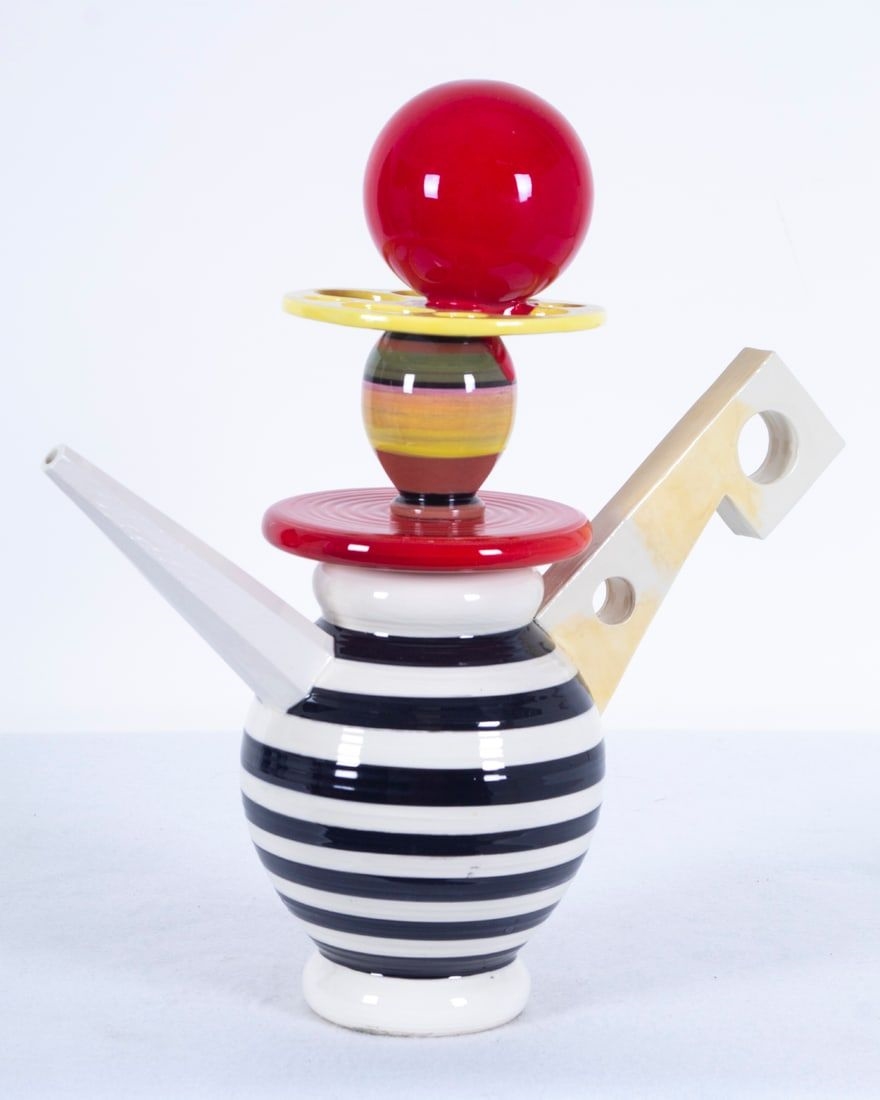Peter Shire | Memphis postmodern black & white stripes with red ball ...