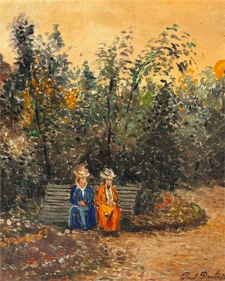Paul Flaubert | Paul FLAUBERT (1928-1994). Elégantes sur un banc ...