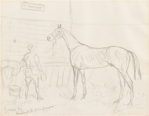 Herbert H. St. John Jones | Portrait of a horse and groom in a stable ...