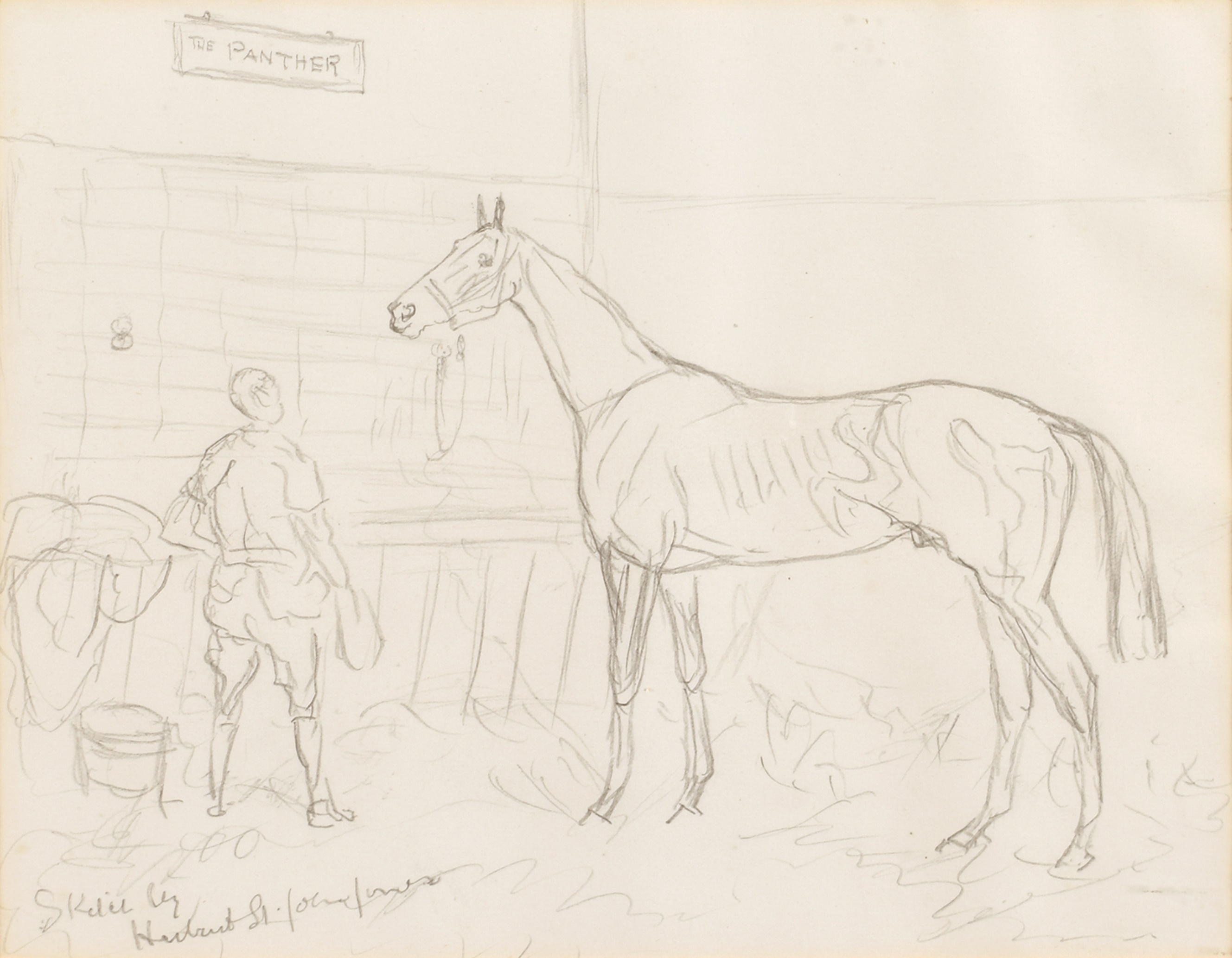 Herbert H. St. John Jones | Portrait of a horse and groom in a stable ...