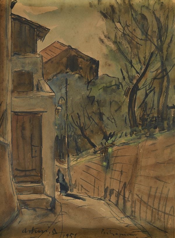 Antonio Asturi | Vicolo con case (1951) | MutualArt