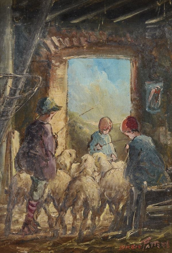 Mario Fattori | DIPINTO PASTORI DI MARIO FATTORI | MutualArt