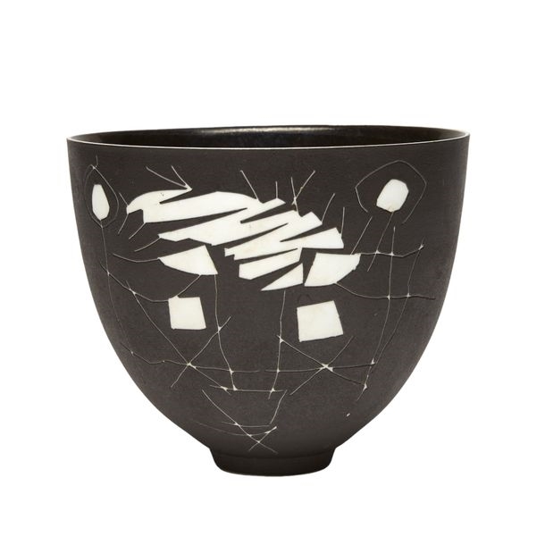 Robert Deblander | High circular porcelain bowl, with rich abstract ...