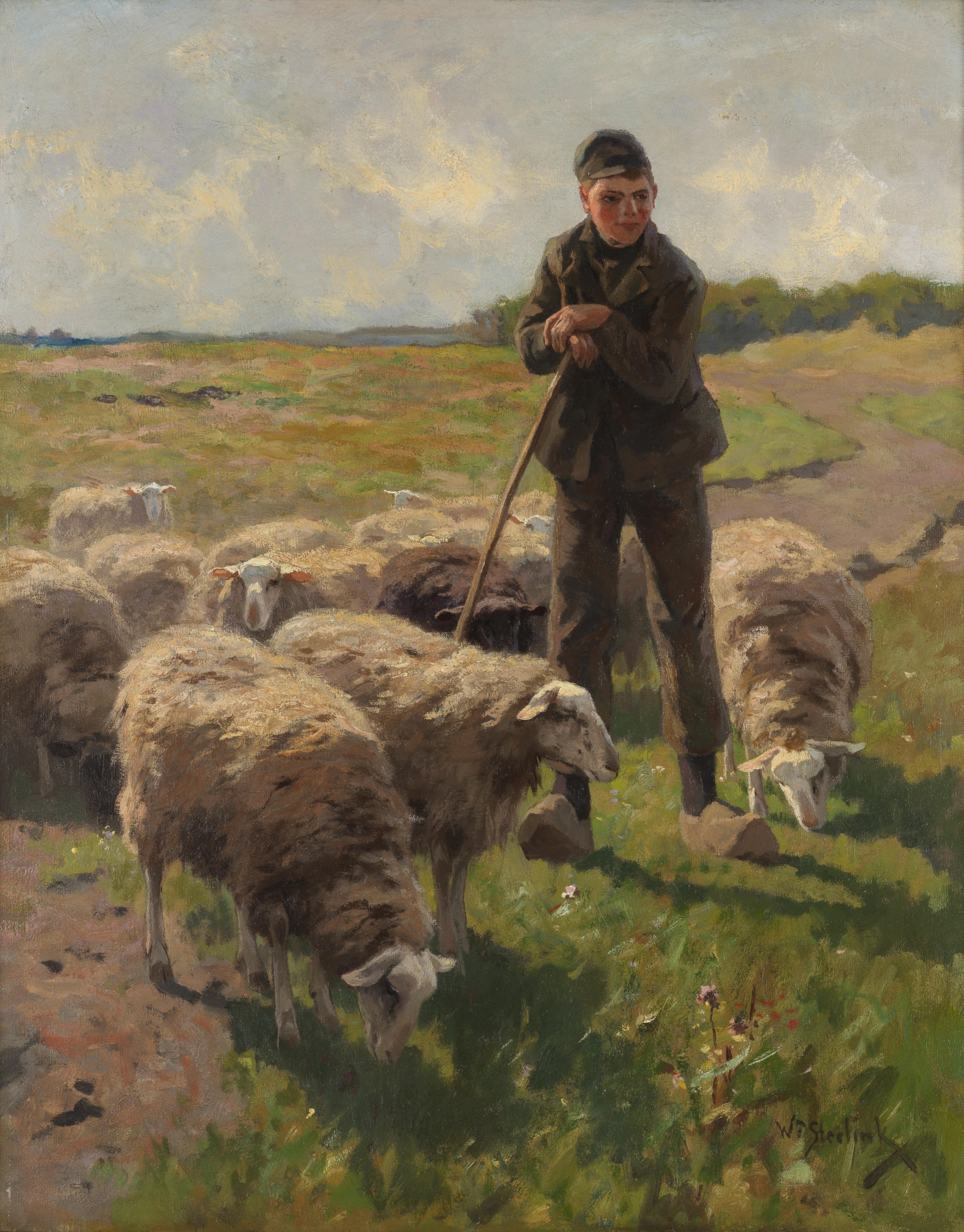 Willem Steelink Jr. | Shepherd boy guarding the flock | MutualArt