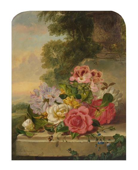 John Wainwright | Still life of flowers resting on a ledge | MutualArt