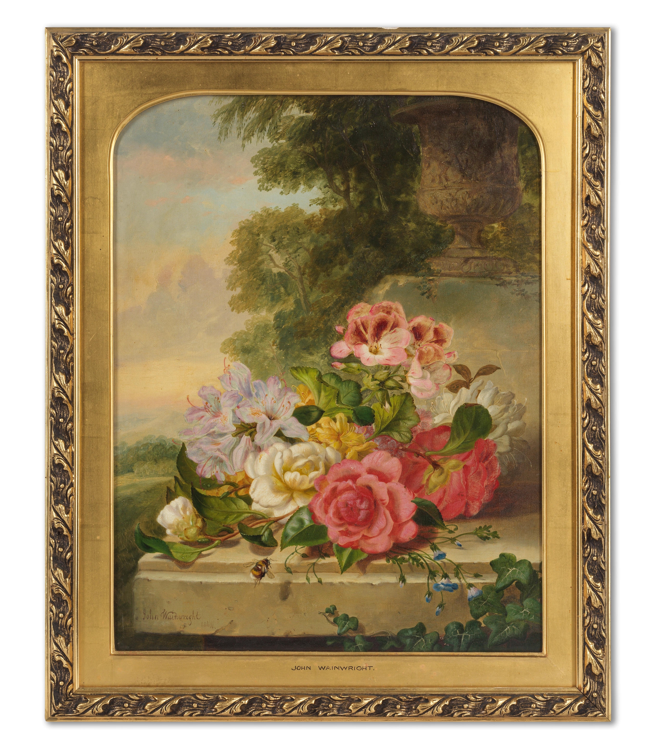 John Wainwright | Still life of flowers resting on a ledge | MutualArt