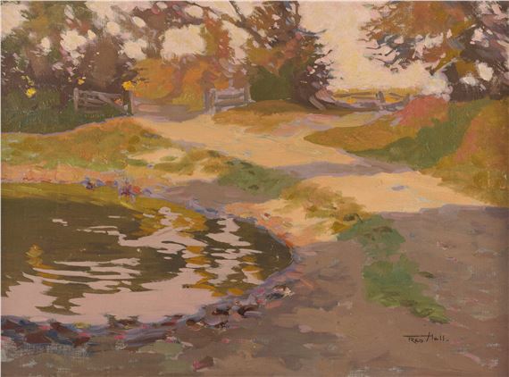 Frederick Hall | Duck pond beside a country path | MutualArt