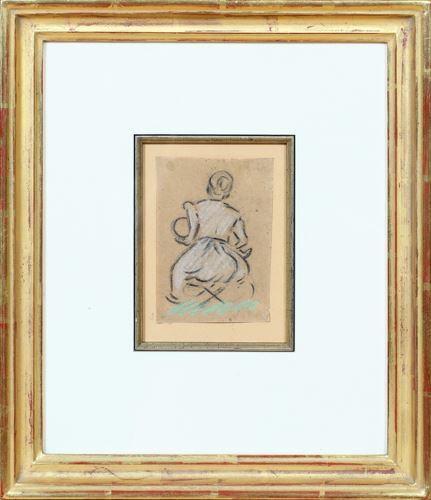 Heinrich Zille | Sitzende Mutter mit Säugling im Arm in Rückenansicht ...