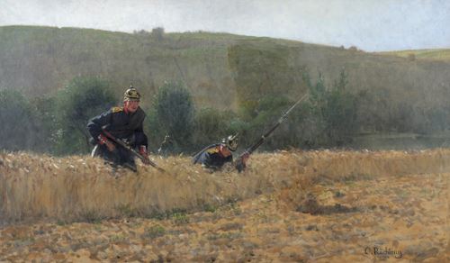 Carl Röchling | Drei Soldaten im Weizenfeld | MutualArt