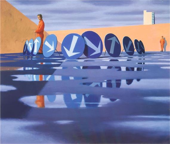 Jeffrey Smart | Reflected Arrows (1974) | MutualArt