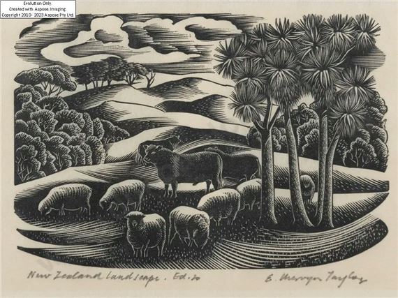 E. Mervyn Taylor | New Zealand Landscape (1959) | MutualArt