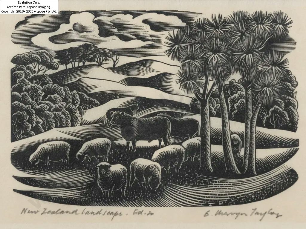 E. Mervyn Taylor | New Zealand Landscape (1959) | MutualArt