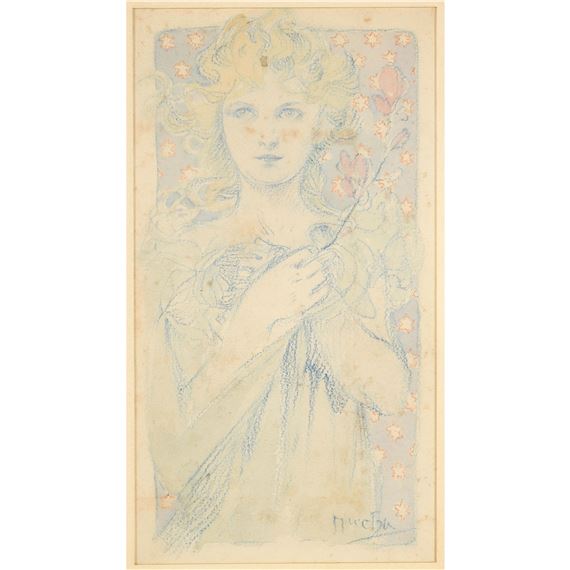 Alphonse Mucha | Femme aux fleurs, cira 1900-1901 (1900) | MutualArt