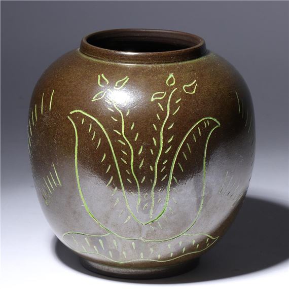 Edwin & Mary Scheier | Edwin and Mary Scheier pottery vase with incised ...