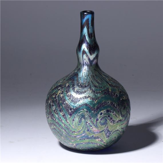 Charles Lotton | iridescent blue cabinet vase, 1981 (1981) | MutualArt