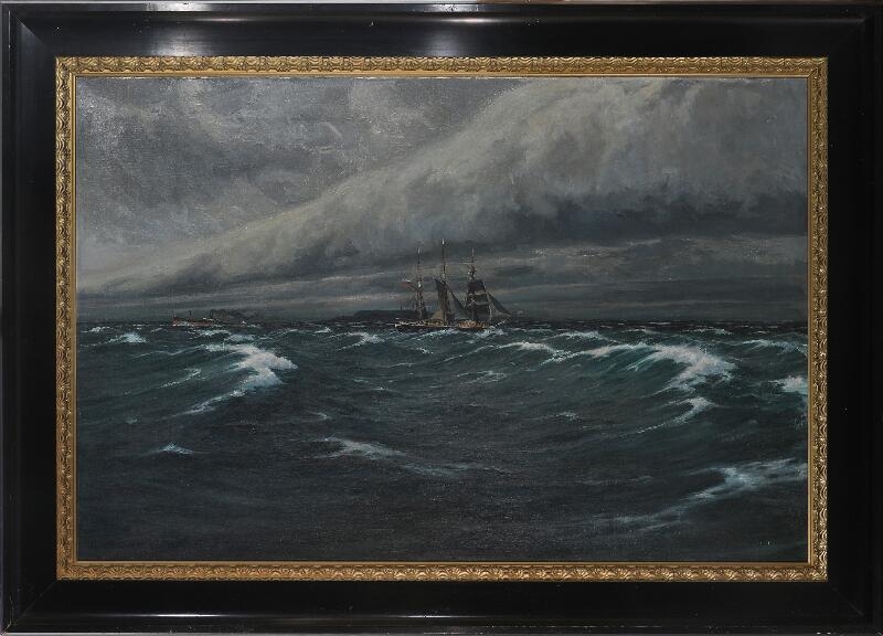 Christian Benjamin Olsen | Seasscape with a ships at high sea | MutualArt