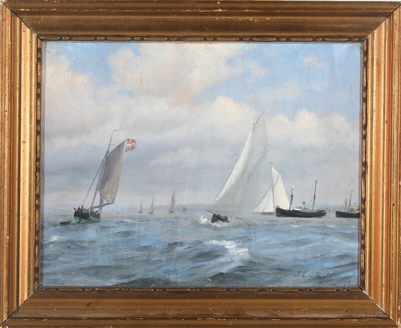 Jens Erik Carl Rasmussen | Seascape with ships (1888) | MutualArt