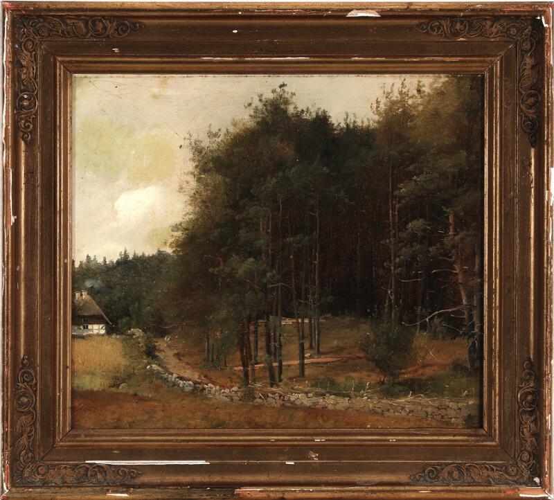 Vilhelm Petersen | View of a forest with a stone fence (13) | MutualArt
