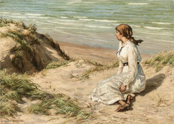 Niels Frederik Schiottz-Jensen | A young woman in a white summer dress ...