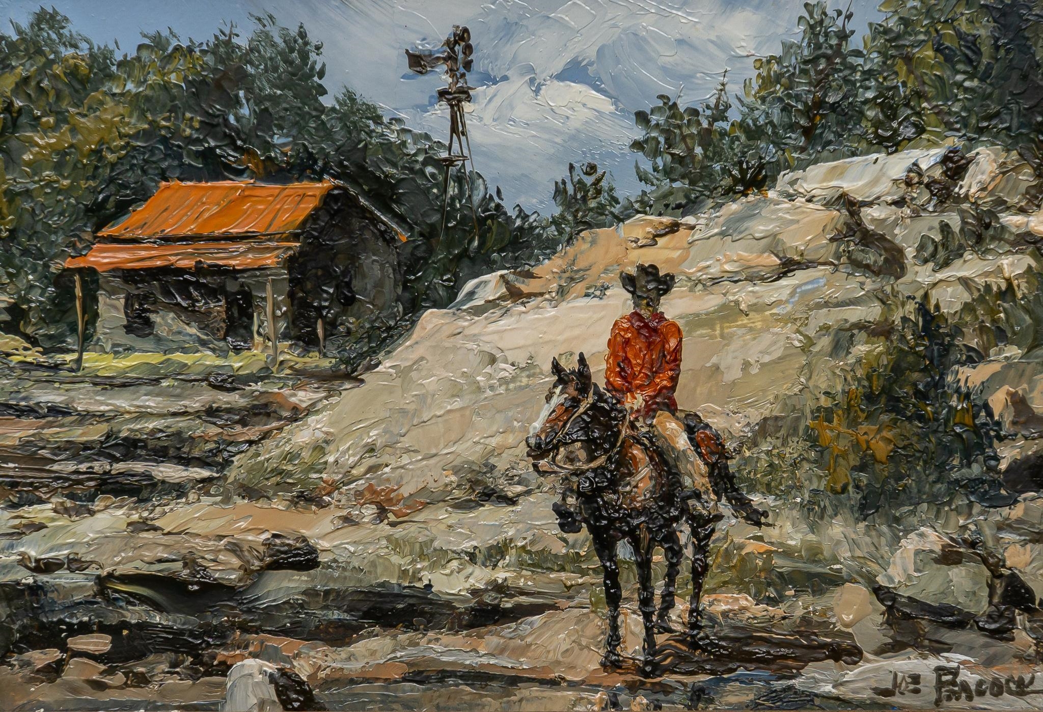 Joe Peacock | Cowboy and Windmill | MutualArt