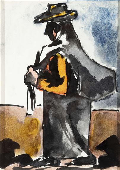 Josef Herman | FIGURE IN BLUE | MutualArt