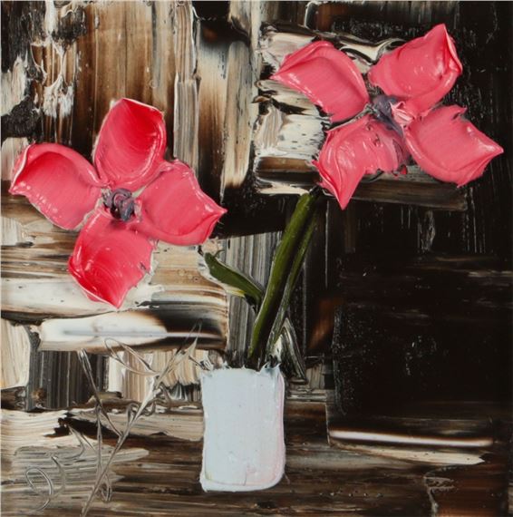 Colin Flack | PINK FLOWERS IN A WHITE VASE | MutualArt